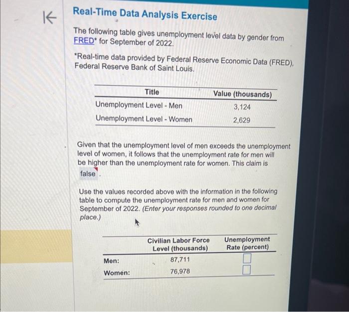 Solved Real-Time Data Analysis Exercise The following table | Chegg.com