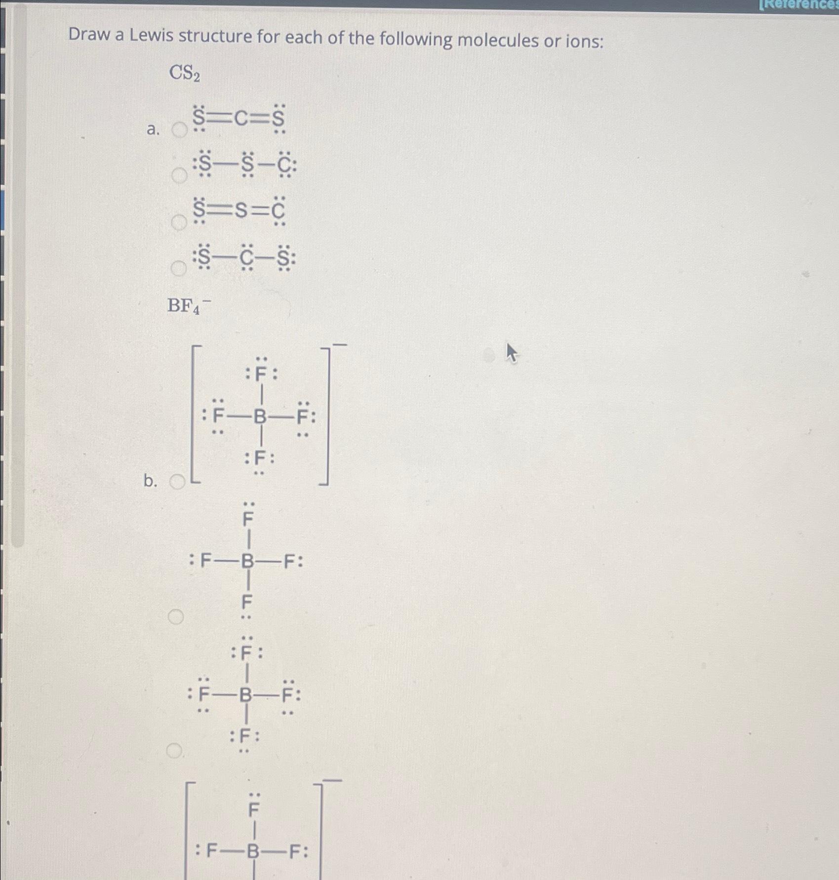 Solved Draw a Lewis structure for each of the following | Chegg.com