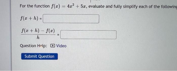 Solved For the function f(x)=3x+8, evaluate and simplify the | Chegg.com