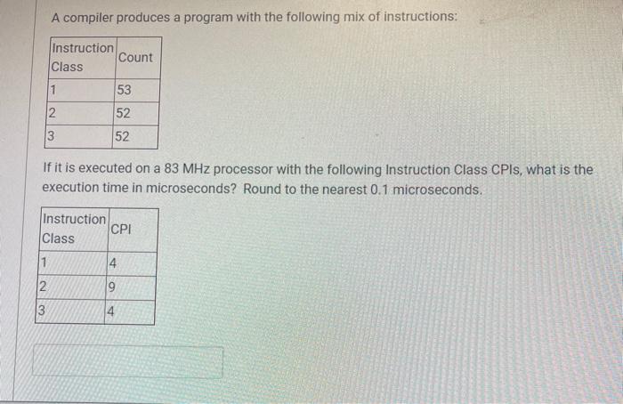 Solved A compiler produces a program with the following mix | Chegg.com