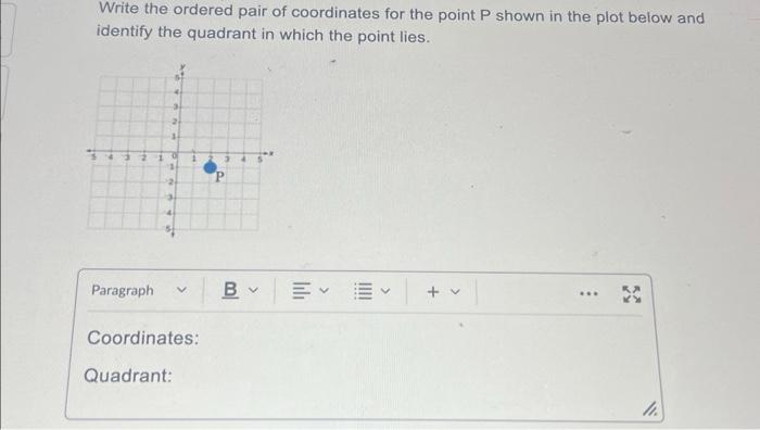 Solved Write the ordered pair of coordinates for the point P | Chegg.com