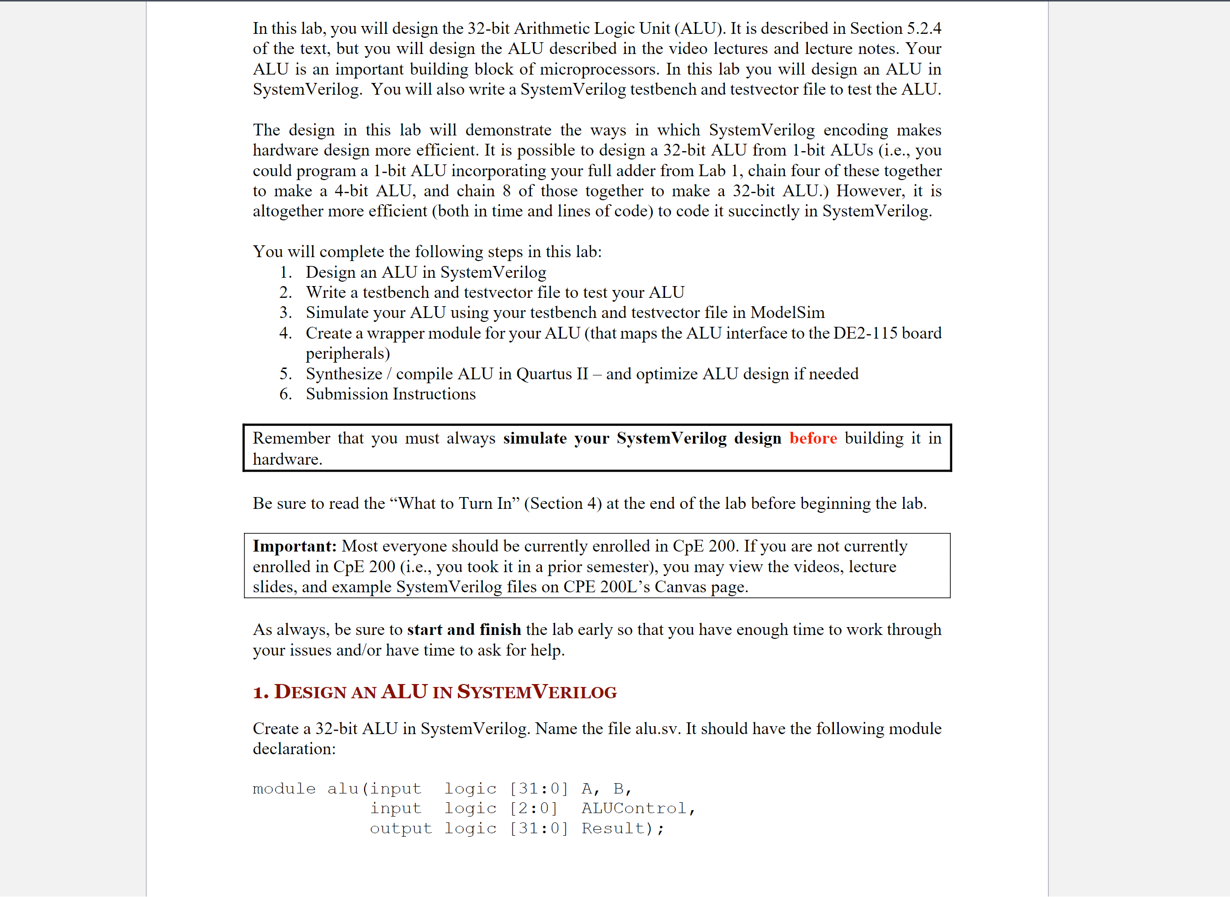 In this lab, you will design the 32-bit Arithmetic | Chegg.com