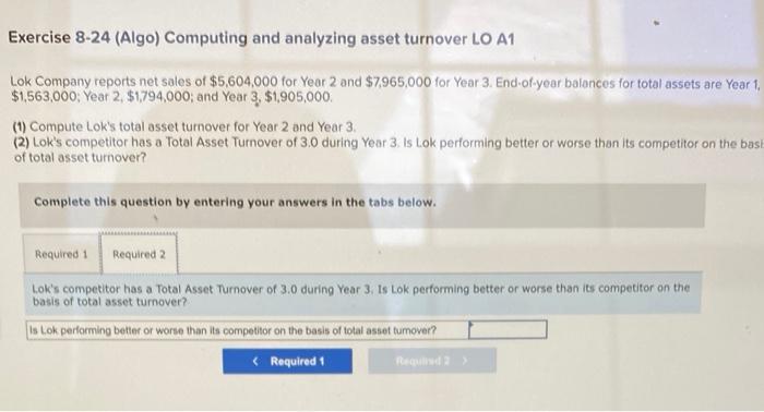 Solved Exercise 8-24 (Algo) Computing and analyzing asset | Chegg.com