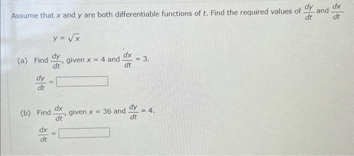 Solved Assume that x and y are both differentiable functions | Chegg.com