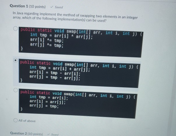 Solved Question 6 (10 points) The following Java code | Chegg.com