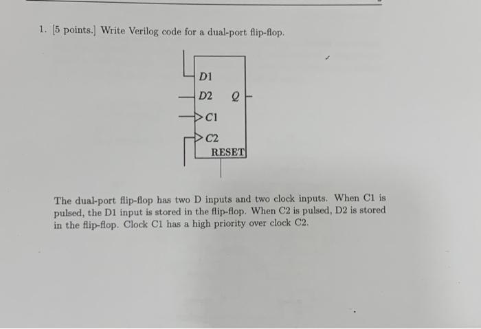 Solved 1 5 Points Write Verilog Code For A Dual Port 3919