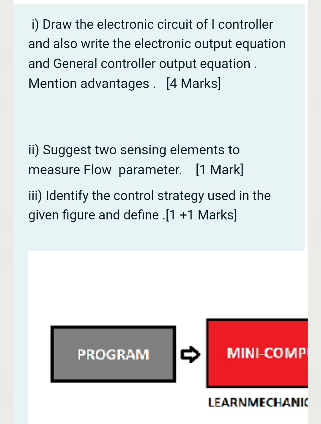 Solved i) Draw the electronic circuit of controller and also | Chegg.com