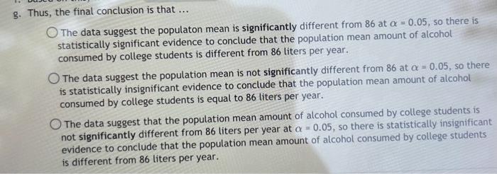Solved The average American consumes 86 liters of alcohol | Chegg.com