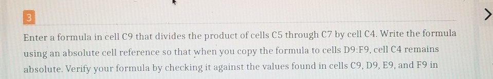 Solved Enter a formula in cell C9 that divides the product | Chegg.com