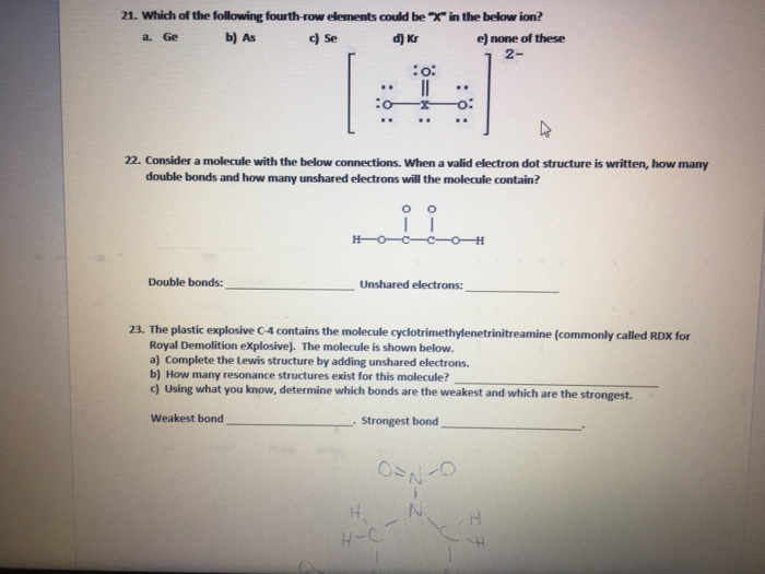 Solved 21. Which of the following fourth-row elements could | Chegg.com