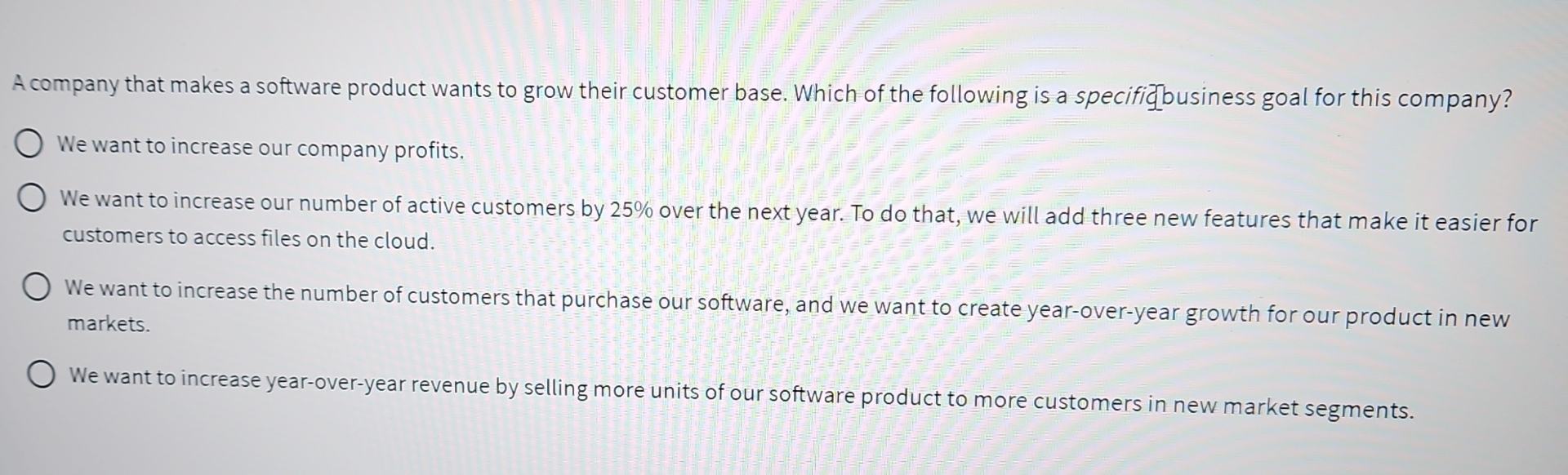 Solved A company that makes a software product wants to grow | Chegg.com