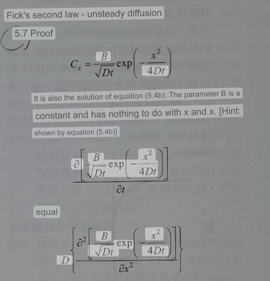 Solved Fick's second law - ﻿unsteady diffusion5.7 | Chegg.com
