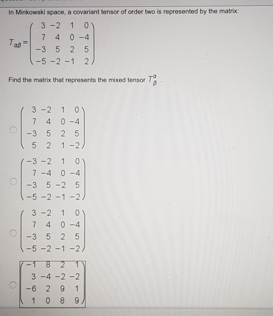 Solved In Minkowski space, a covariant tensor of order two | Chegg.com
