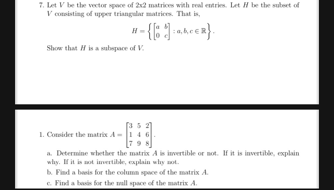 Solved Let V ﻿be the vector space of 2×2 ﻿matrices with real | Chegg.com