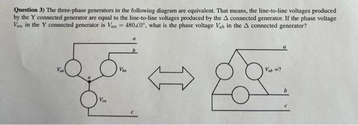 Solved Question 3) The three-phase generators in the | Chegg.com