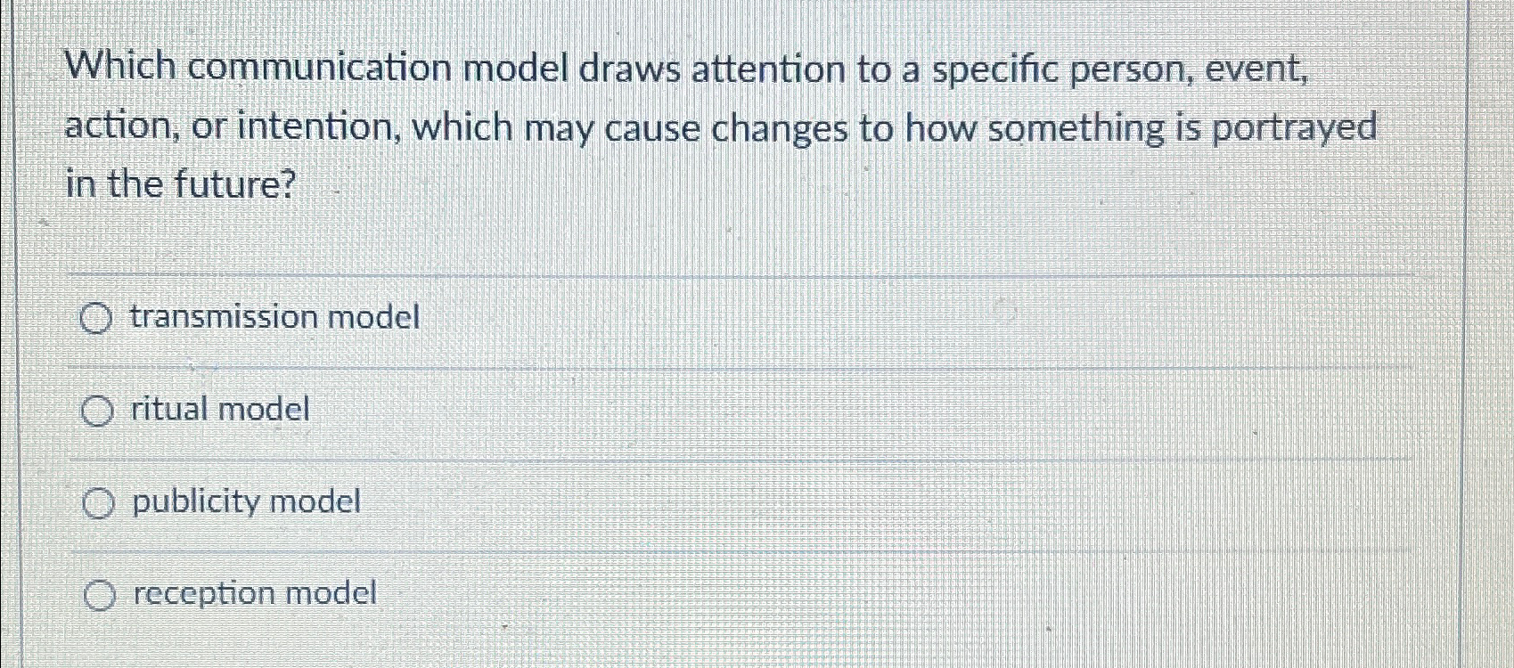 Solved Which communication model draws attention to a | Chegg.com