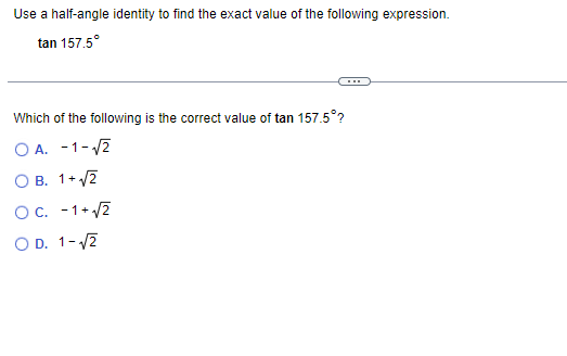 Solved Use a half-angle identity to find the exact value of | Chegg.com