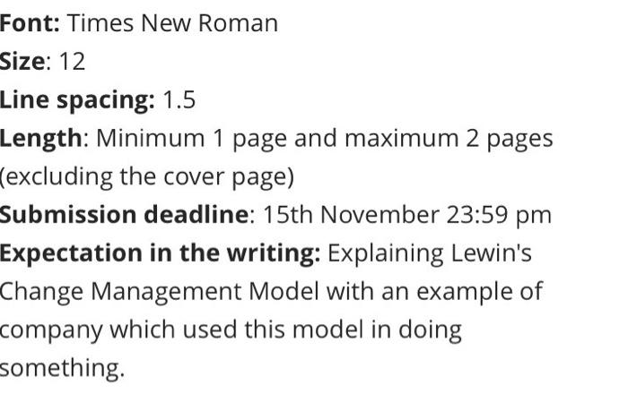 Solved Font: Times New Roman Size: 12 Line spacing: 1.5 | Chegg.com
