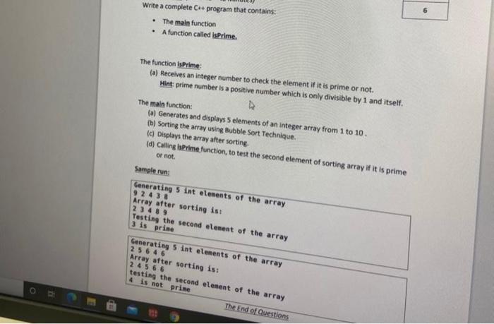 Solved 6 Write a complete C++ program that contains: • The | Chegg.com