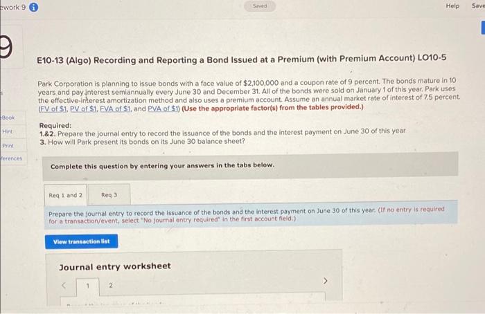 Solved ework 9 Saved Help Save I D E10-13 (Algo) Recording | Chegg.com Solved ework 9 Saved Help Save I D E10-13 (Algo) Recording | Chegg.com