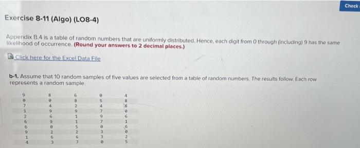 Solved Check Exercise 8-11 (Algo) (L08-4) Appendix 8.4 is a | Chegg.com