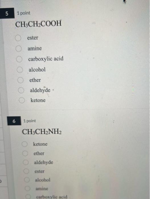 Solved CH3CH2CH2OCH3 aldehyde ketone carboxylic acid ether | Chegg.com