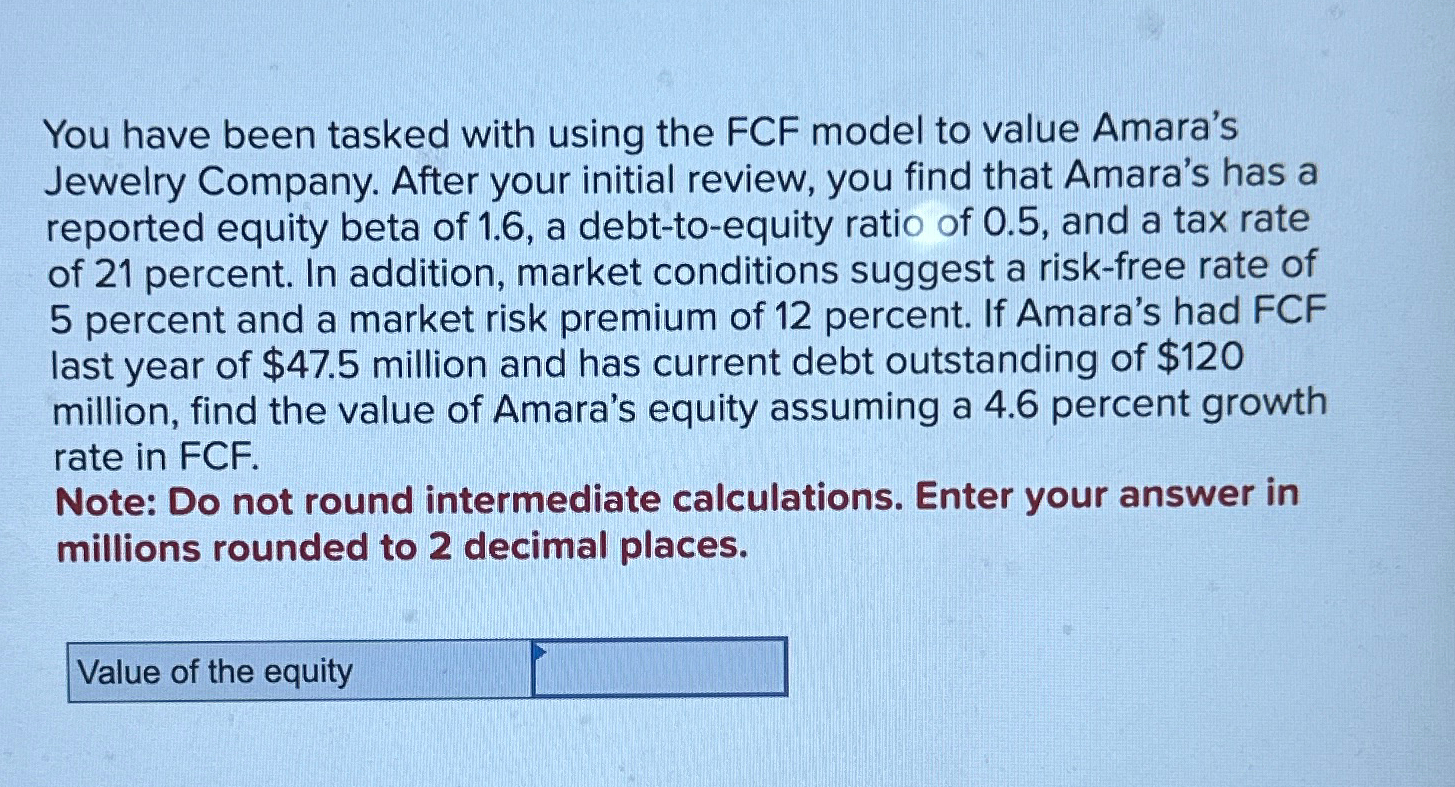 Solved You have been tasked with using the FCF model to | Chegg.com