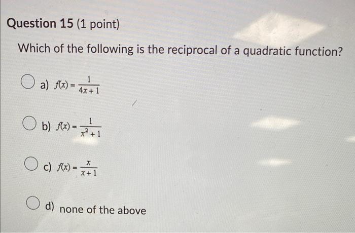 Solved Which of the following is the reciprocal of a | Chegg.com