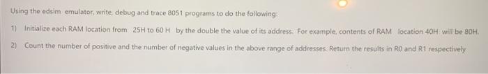 Solved Using the edsim emulator, write, debug and trace 8051 | Chegg.com