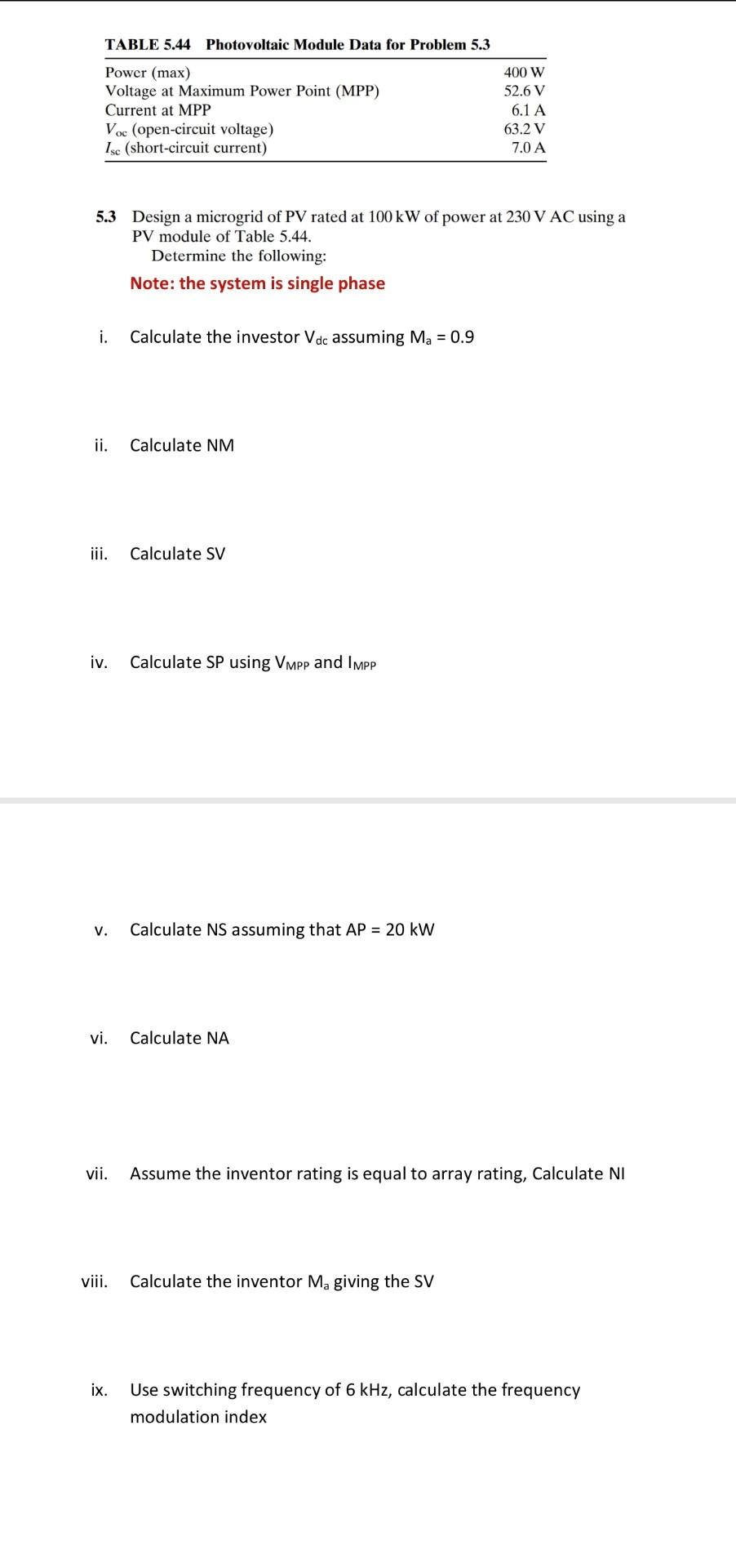 Solved 5.3 Design a microgrid of PV rated at 100 kW of power | Chegg.com