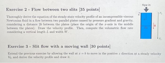 Solved Exercise 2 - Flow between two slits [ 35 points] | Chegg.com