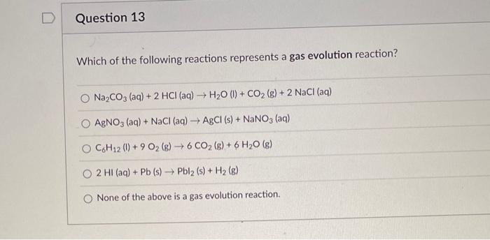 Solved Which of the following reactions represents a gas | Chegg.com
