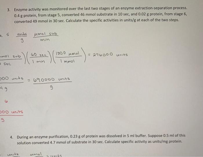 Solved Enzyme Calculations The international unit (U) of | Chegg.com