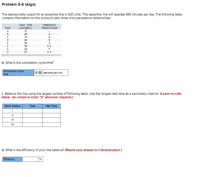 Problem 8-6 (Algo)The desired dally output for an | Chegg.com