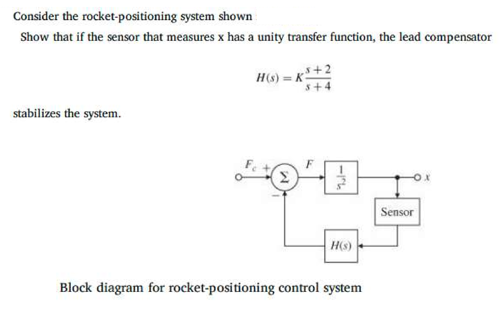 Solved Consider the rocket-positioning system shownShow that | Chegg.com