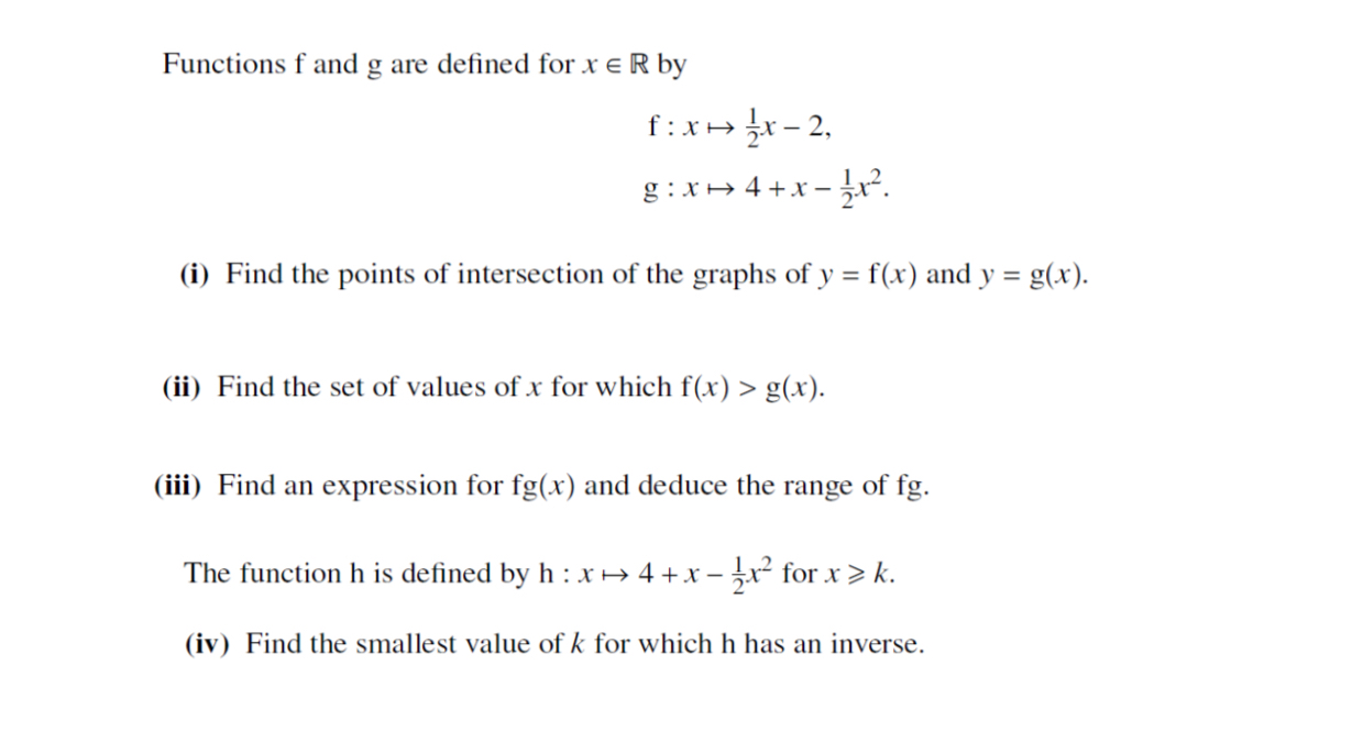 Functions f ﻿and g ﻿are defined for xinR | Chegg.com