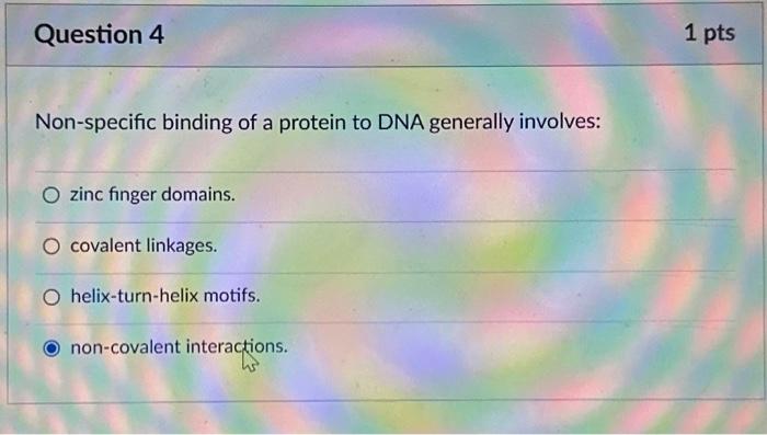 Solved Question 4 Non-specific binding of a protein to DNA | Chegg.com