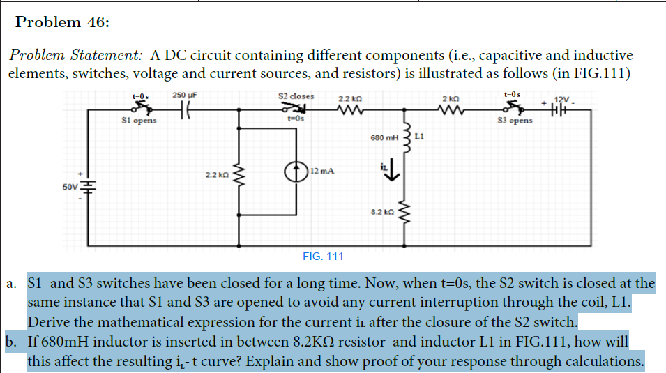 Problem 46: Problem Statement: A DC circuit | Chegg.com