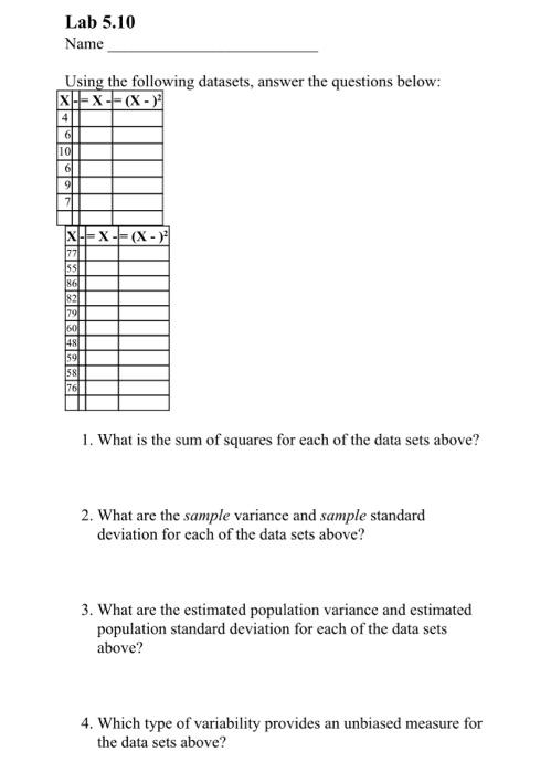 Solved Using the following datasets, answer the questions | Chegg.com