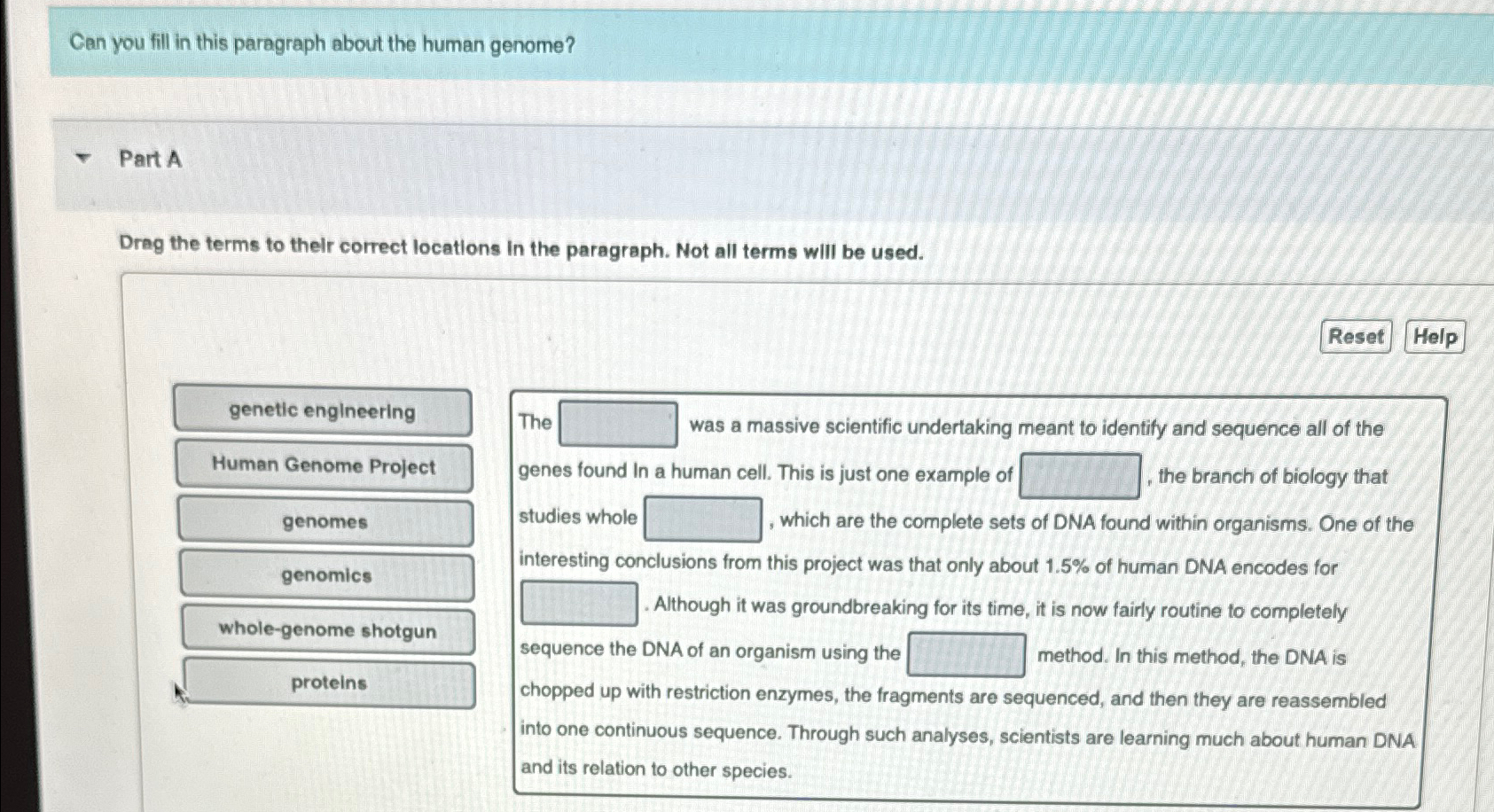 Solved Can you fill in this paragraph about the human | Chegg.com