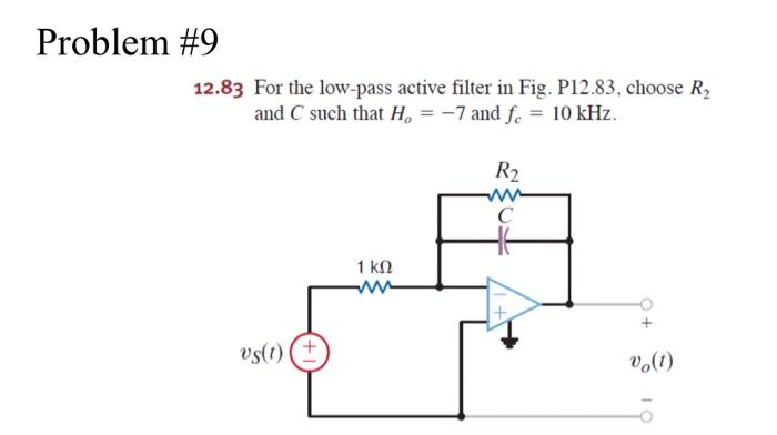Solved 12.83 For the low-pass active filter in Fig. P12.83, | Chegg.com