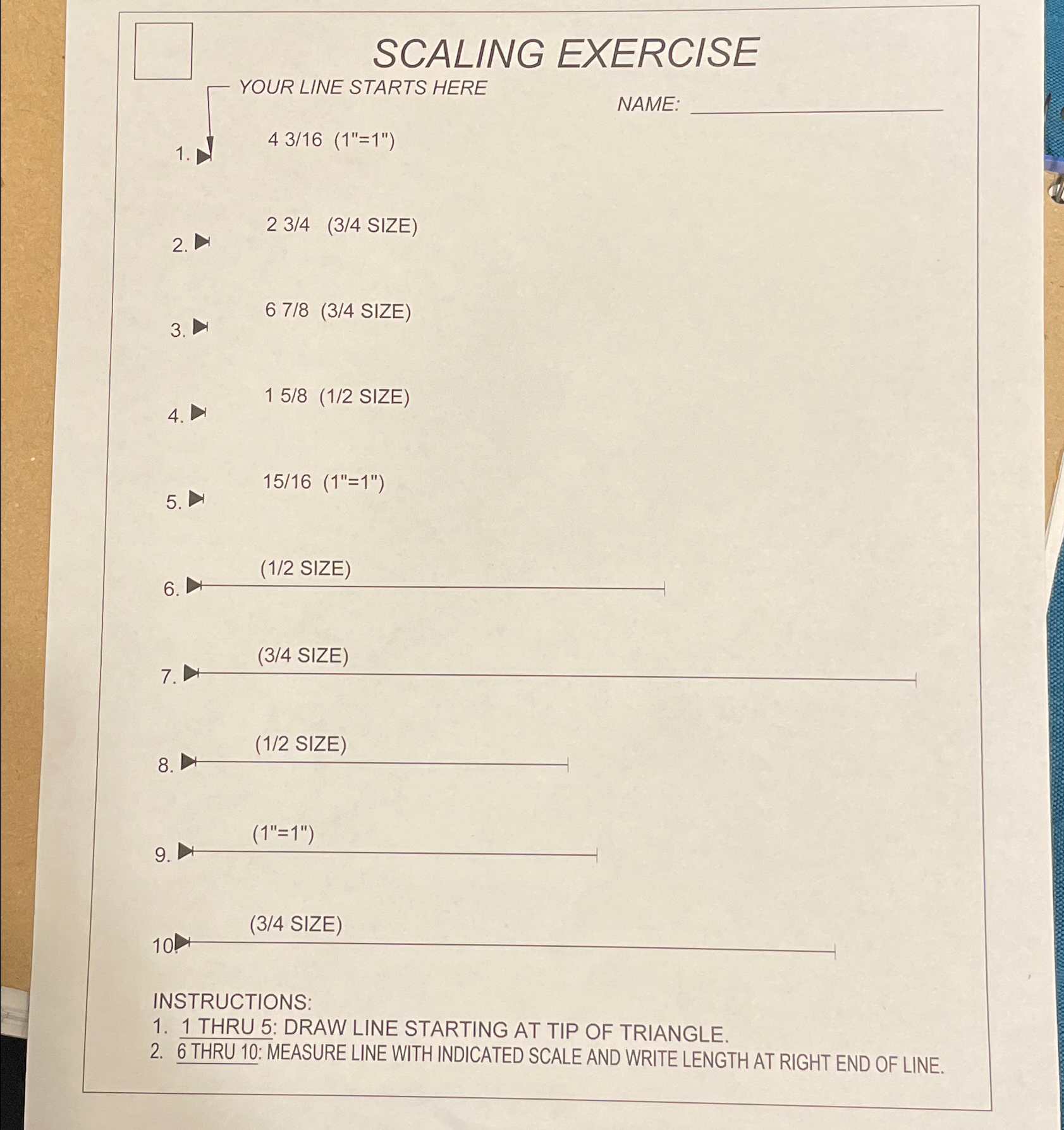 Solved SCALING EXERCISEYOUR LINE STARTS HERENAME:2. 234 (3/4 | Chegg.com