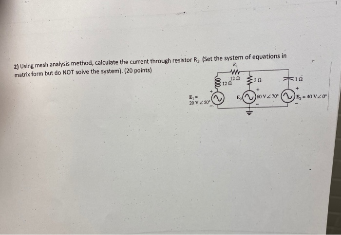 Solved 2) Using mesh analysis method, calculate the current | Chegg.com
