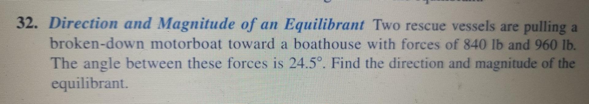 Solved 32. Direction and Magnitude of an Equilibrant Two | Chegg.com