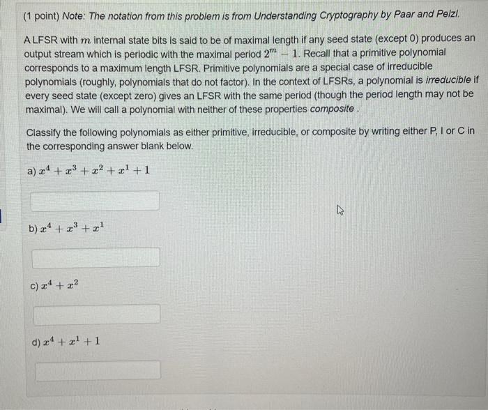 Solved (1 point) Note: The notation from this problem is | Chegg.com