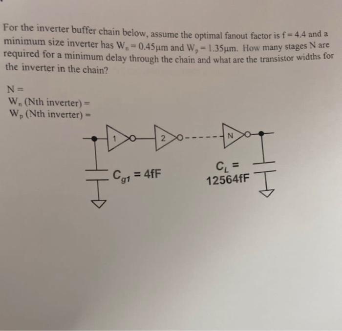Solved For the inverter buffer chain below, assume the | Chegg.com