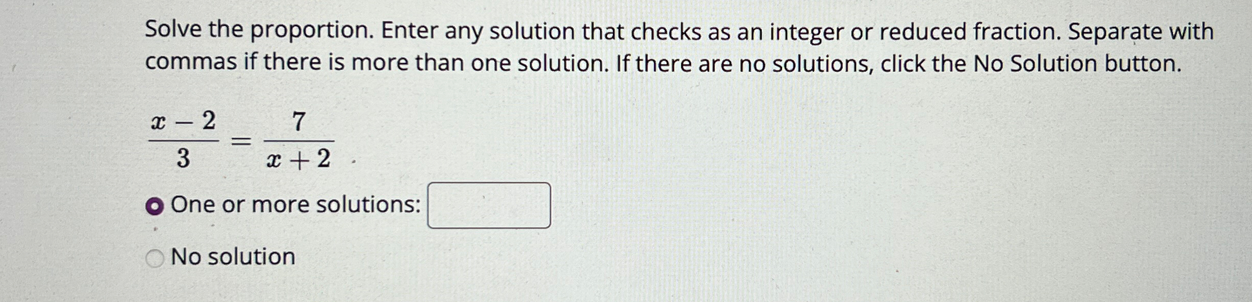 Solved Solve the proportion. Enter any solution that checks | Chegg.com
