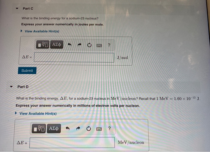 Solved + Calculating Mass Defect and Nuclear Binding Energy | Chegg.com