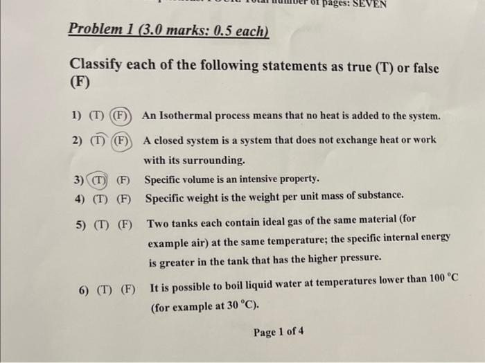 Solved Problem 1 (3.0 marks: 0.5 each ) Classify each of the | Chegg.com