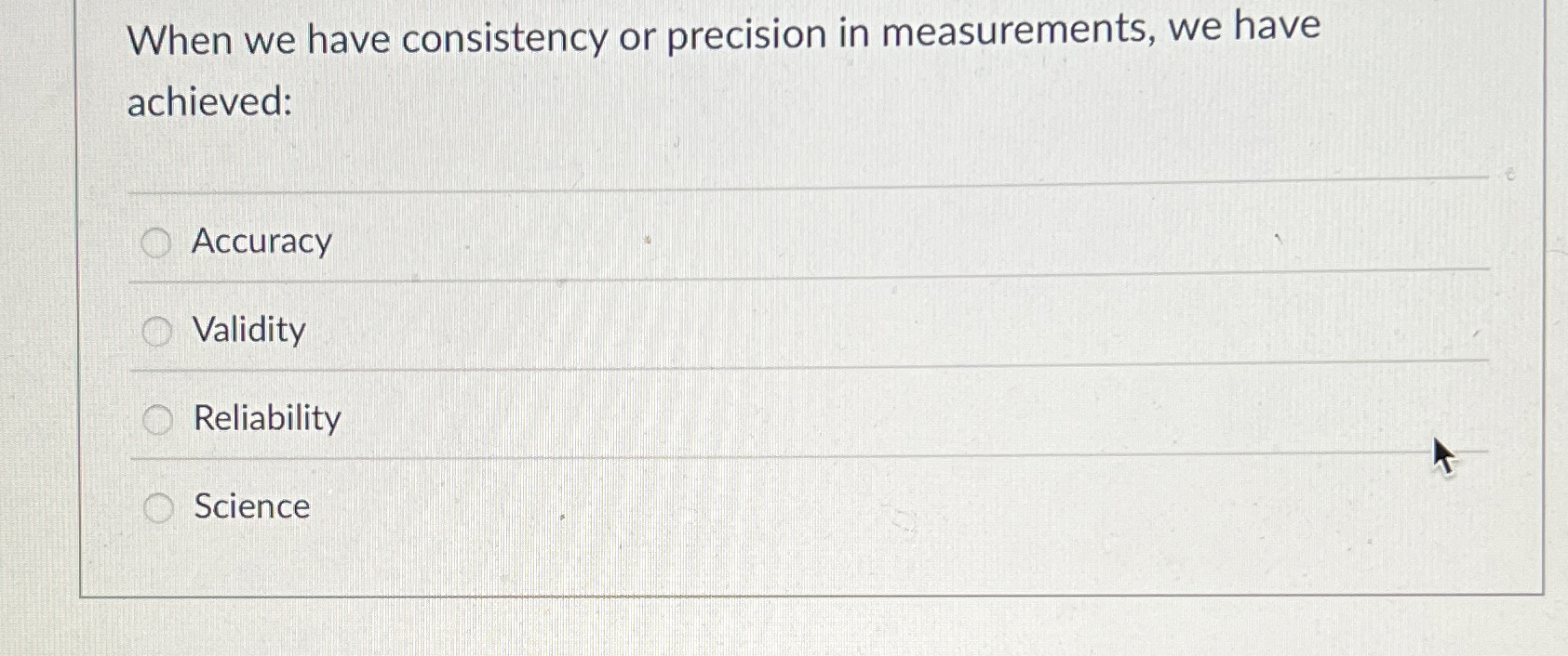 Solved When we have consistency or precision in | Chegg.com